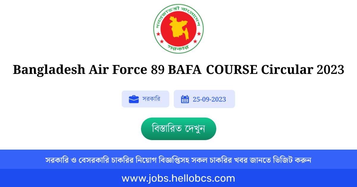 Bangladesh Air Force 89 BAFA COURSE Circular 2023 - Edaning